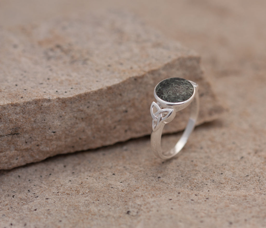 Trinity knot ring large stone - Preseli Bluestone – Out of the Blue ...